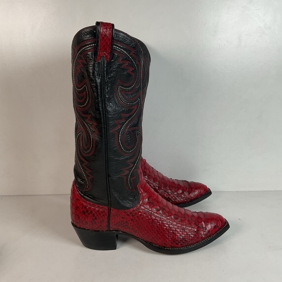 Larry Mahan | Shoes | Vintage Larry Mahan Cherry Red Python Snakeskin ...
